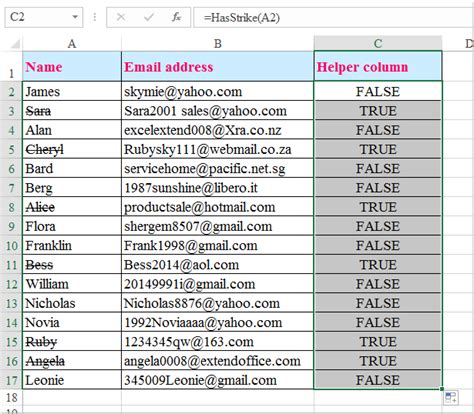 Excel에서 취소선으로 데이터를 정렬하거나 필터링하는 방법은 무엇입니까