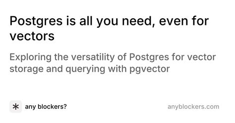 Postgres Is All You Need Even For Vectors Rodrigo Ribeiro