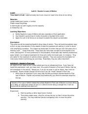 Lab Newton S Laws Of Motion Pdf Lab Newton S Laws Of Motion NAME Time Spent On Lab