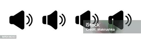 문자 모양으로 된 스피커 아이콘입니다 소리 기호 확성기 아이콘이 설정되었습니다 스피커 기호 확성기 기호 검은 색 확성기 아이콘입니다 스톡 벡터 일러스트레이션 검은색에 대한