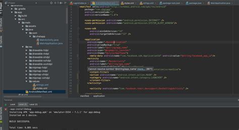 Android Manifest Androidmanifest Does Not Resolve A Lot Of Symbols