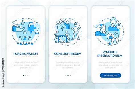 Theories Of Social Stratification Blue Onboarding Mobile App Screen