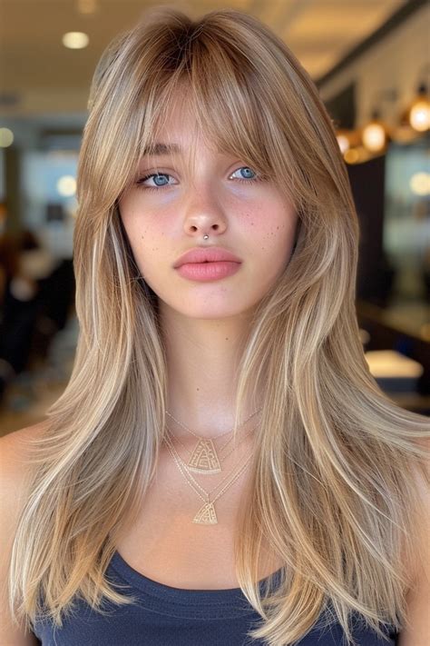 38 Easy To Maintain Medium Length Hairstyles With Bangs Blonde Hair
