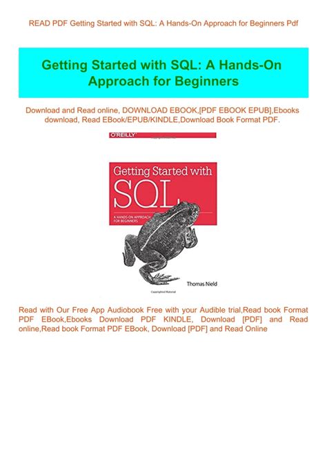 read pdf getting started with sql a hands on approach for beginners pdf