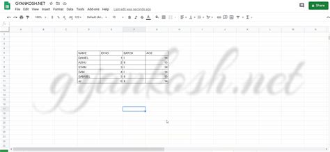 HOW TO CREATE A TABLE IN GOOGLE SHEETS GyanKosh Learning Made Easy