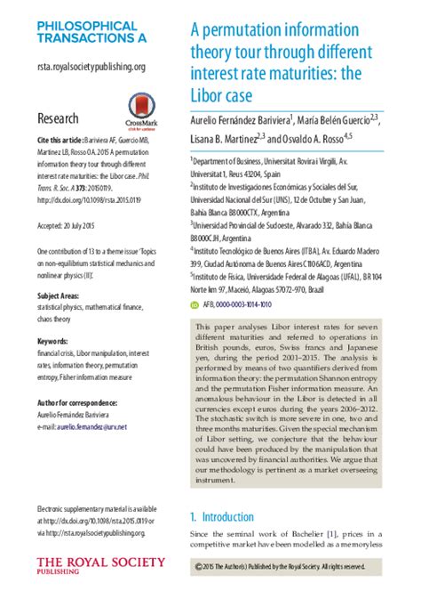 Pdf A Permutation Information Theory Tour Through Different Interest