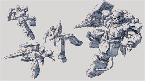 Zaku Ii Hizack Geara Doga And Geara Zulu Original And 5 More Drawn