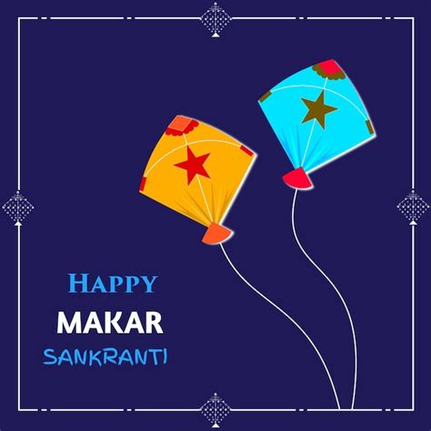 Premium Psd Vector Happy Makar Sankranti Two Kite With Bordar Background