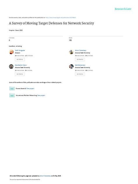 A Survey Of Moving Target Defenses For Network Security Pdf Malware Computer Security