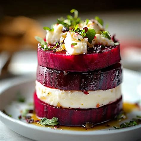 Layered Beet And Goat Cheese Stack