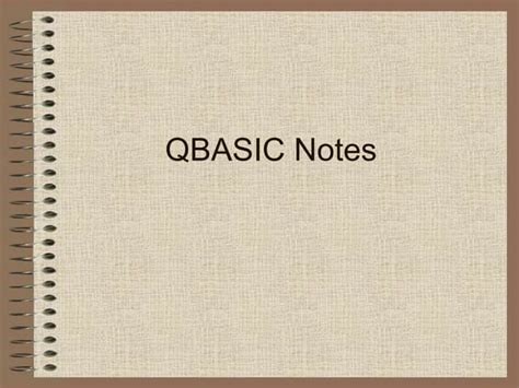 Qbasic Notes Ppt