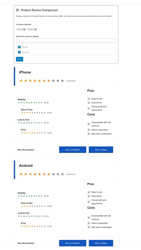 review comparison table not accessing the previously added reviews