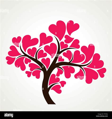 Lover Tree With Pink Heart Shape Leaf Stock Vector Image Art Alamy