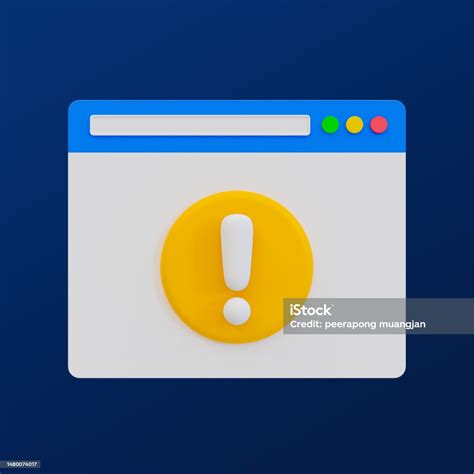 3d 최소 느낌표 아이콘입니다 조심하고 조심하고 조심하십시오 경고 아이콘이 있는 웹 브라우저 3d 그림입니다 클리핑 패스가