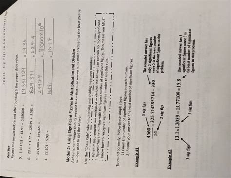 Sigfig 2 Chemistry Pogil Sig Figs In Calculations I Page Practice