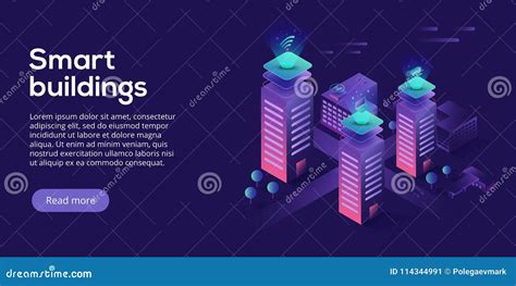 Smart City Or Intelligent Building Isometric Vector Concept Building