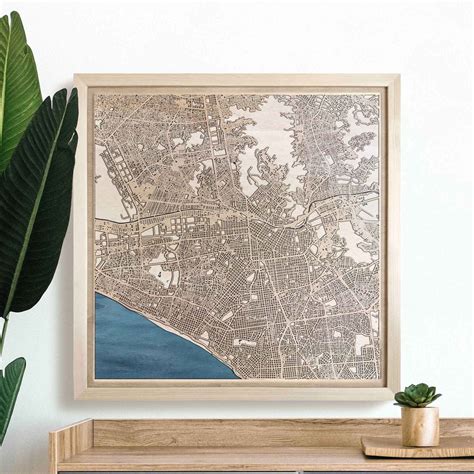 Wooden Street Map Of Lima 3d Topographic Engraved Citywood