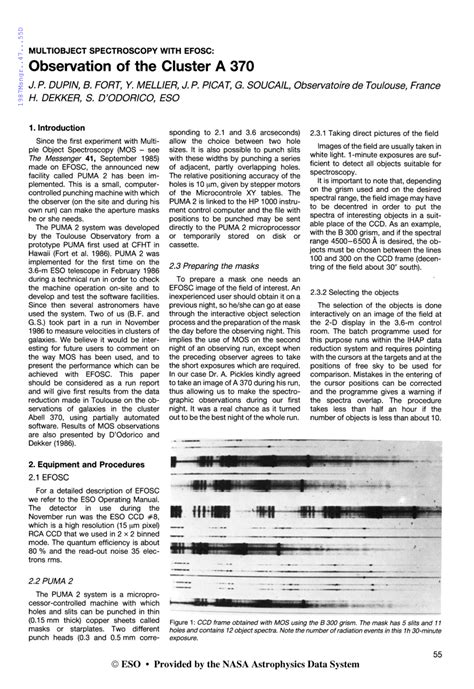 pdf multiobject spectroscopy with efosc observation of the cluster a