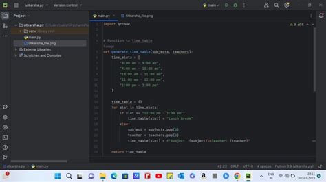 Utkarsha Thakur On Linkedin Completed My First Python Project Time Table Generator With Qr Scanner