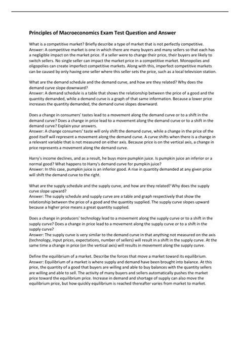 Principles Of Macroeconomics Exam Test Question And Answer Principles Of Macroeconomics