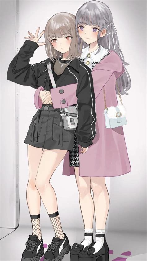 Two Anime Girls Best Friends Wallpapers Wallpaper Cave