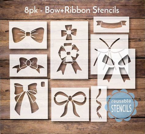 Bows And Ribbon Stencils 8 Pack Bows Stencils Stamp Design