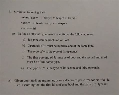 Solved 1 Given The Following Bnf Define An Attribute