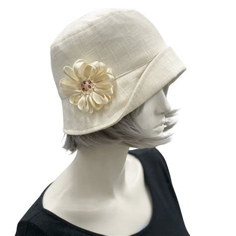 Cloche Hat For Women In Black Linen With Satin Ribbon Daisy The Elea
