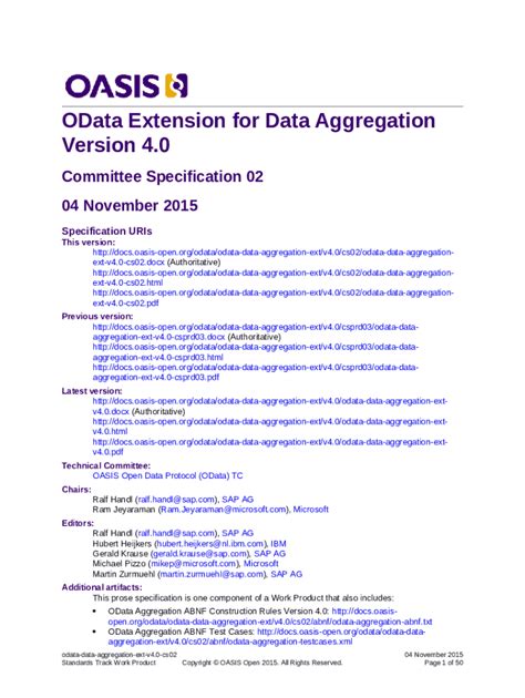 Odata Extension For Dataodata Extension For Data Aggregation Version 4 0docs Oasis