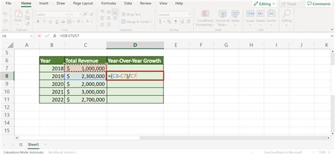 How to Calculate Year Over Year Growth in Excel - Sheetaki
