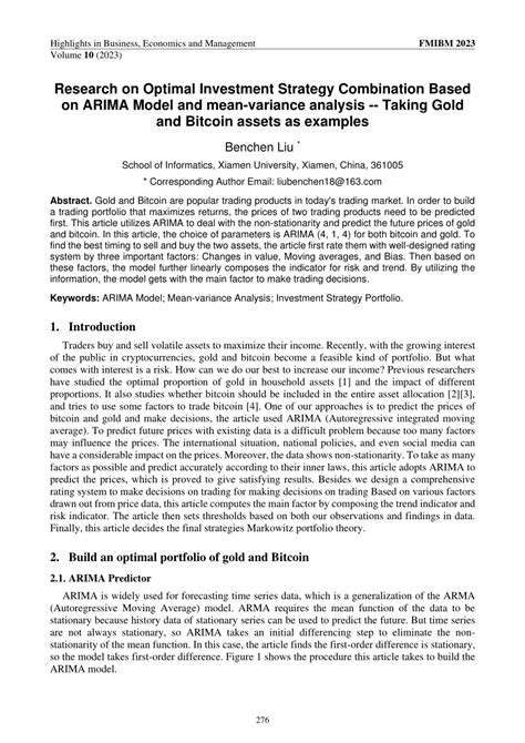 Pdf Research On Optimal Investment Strategy Combination Based On Arima Model And Mean Variance