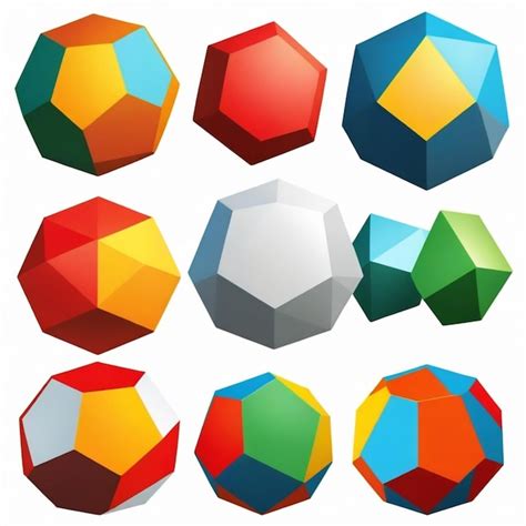 El Conjunto De Vectores De Dodecaedro De Fondo Blanco Aislado Un Alto Vector Premium Generado