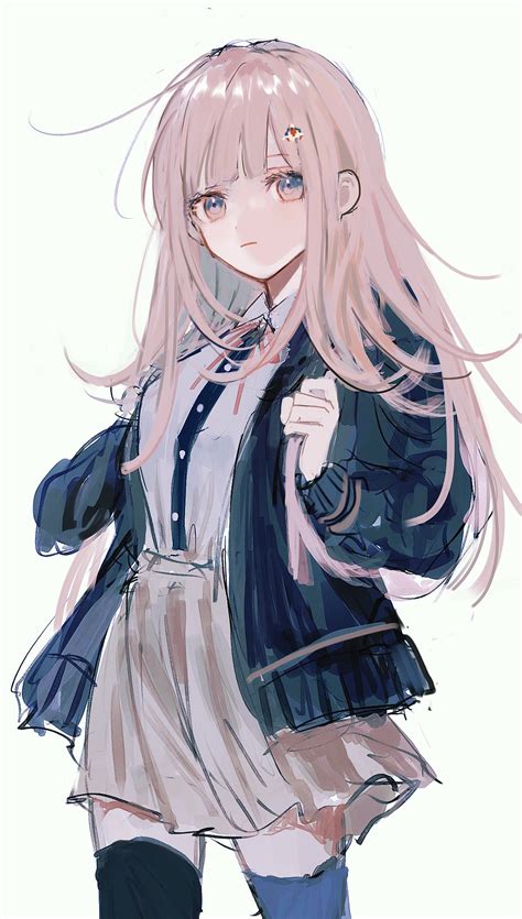 Safebooru 1girl Backpack Bag Bangs Black Legwear Blush Brown Skirt