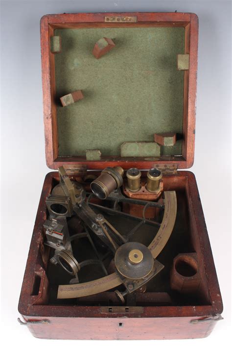 A 19th Century Brass Sextant The Arc With Silvered Scale And