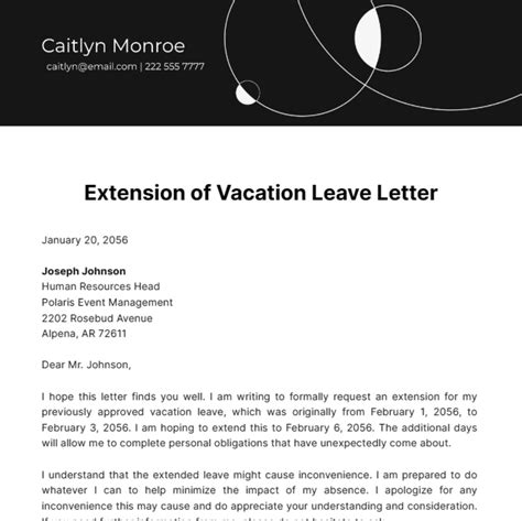Leave Extension Letter Format Sample Leave Extension Letter For Every