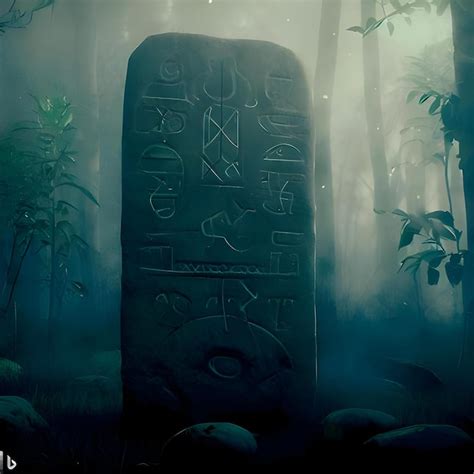 Premium Ai Image An Ancient Cryptic Artifact In Forest With Faint Symbols