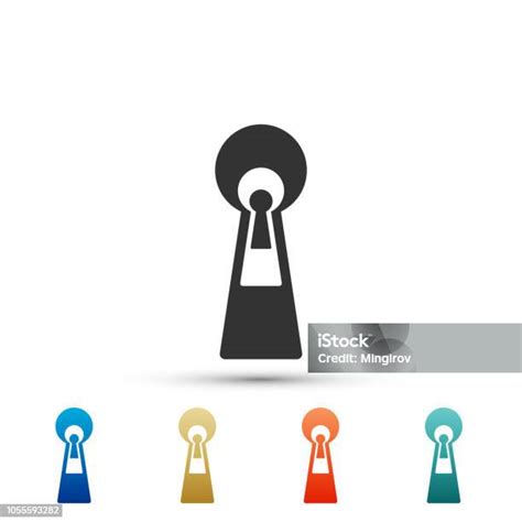 열쇠 구멍 아이콘 흰색 배경에 고립입니다 성공 솔루션 비즈니스 개념의 키입니다 열쇠 구멍 수수께끼 비밀 엿보는 안전 보안의 개념을 표현 한다 평면 디자인입니다 벡터 일러스트