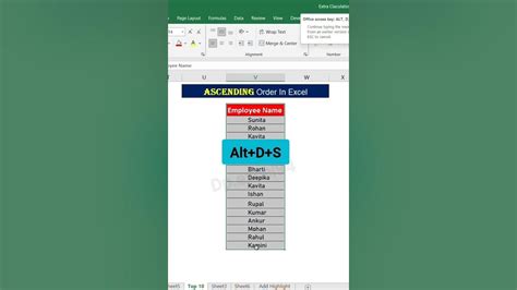 Sorting By Ascending Order Excel Exceltricks Exceltips Viral Viralvideos Viralshort V