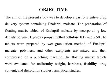 Floating Tablets Enalapril Maleate Ppt