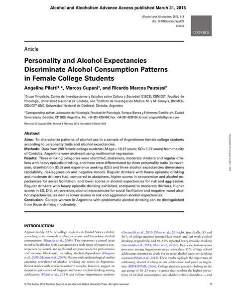 Pdf Personality And Alcohol Expectancies Discriminate Alcohol