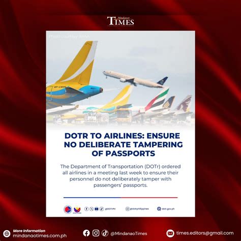 Mindanao Dotr Warns Airlines Against Punit Passport Look The Department Of Transportation