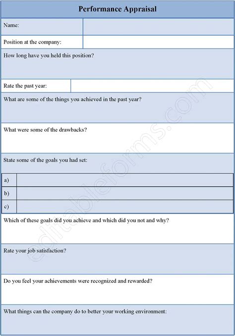 Sample Performance Appraisal Form