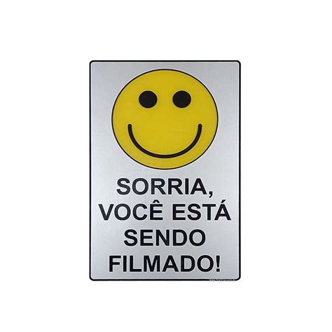 Placa Acrilica Sinaliza O C Mera De Seguran A Sorria Voc Est Sendo Filmado X