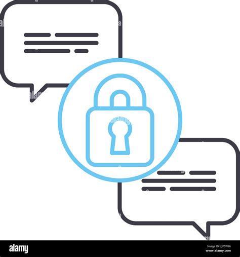 Encrypted Chat Line Icon Outline Symbol Vector Illustration Concept