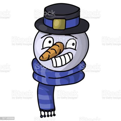 파란색 스카프와 모자를 쓰고 웃는 벡터 만화 일러스트를 입은 재미있는 눈사람 12월에 대한 스톡 벡터 아트 및 기타 이미지 12월 겨울 계절 Istock