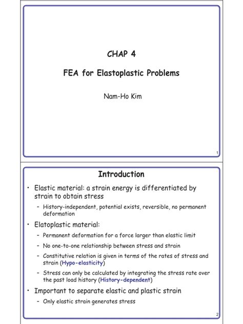Chap4 Fe 4 Elastoplastic Problems Pdf Deformation Engineering Yield Engineering