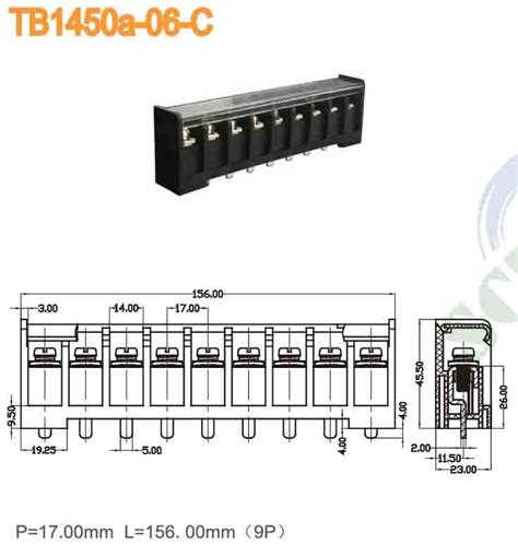 17 00mm Power Terminal Blocks Pbt M5 600v Terminal Connector Block For