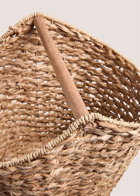 Natural Rush Log Basket 45cm X 35cm X 49cm Matalan