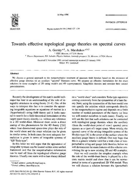 Pdf Towards Effective Topological Gauge Theories On Spectral Curves Dokumen Tips
