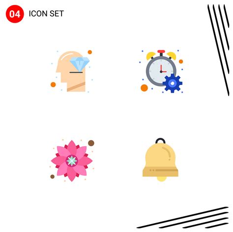 4 Thematic Vector Flat Icons And Editable Symbols Of Diamond Pattern Perfection Progress Percent